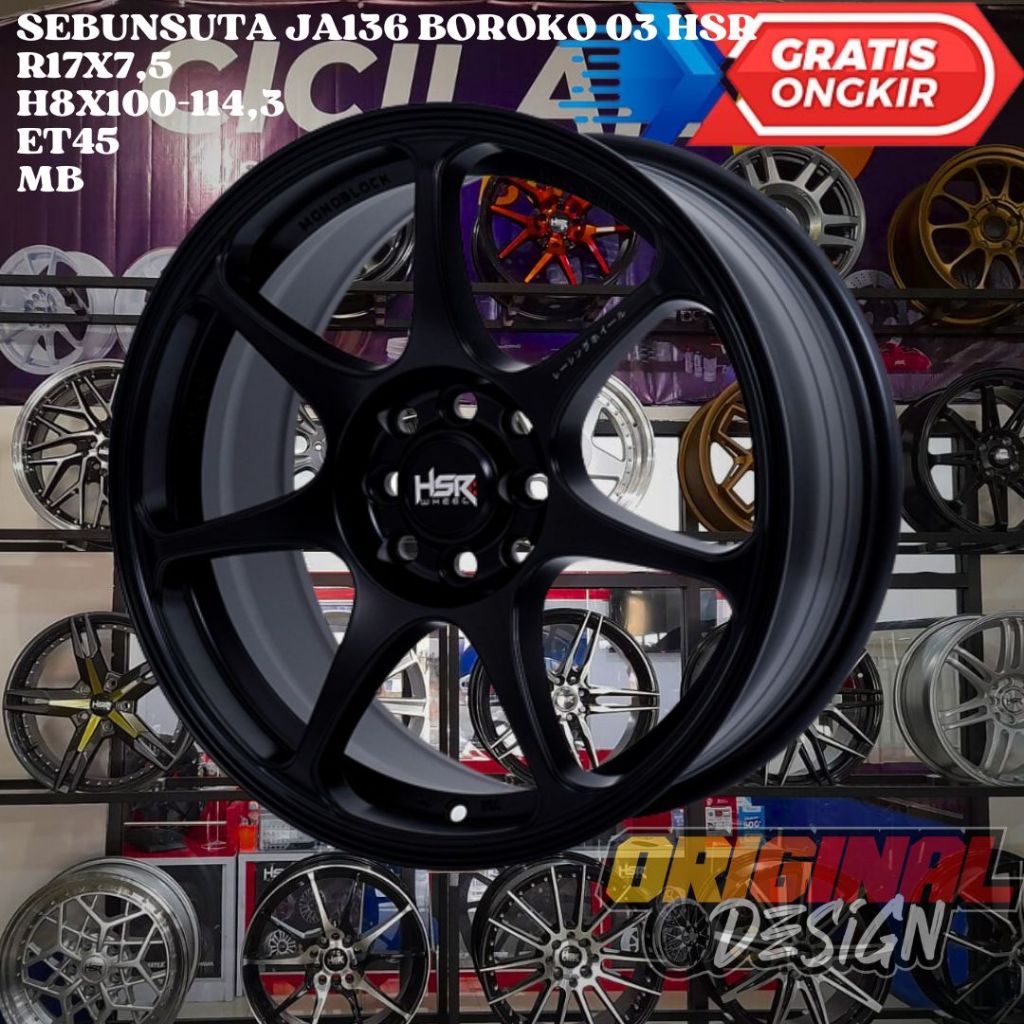 Jual Velg Mobil Ring 17 HSR SEBUNSUTA R17 LEBAR 7,5 BAUT 4 ET45 BLACK/HITAM | Shopee Indonesia