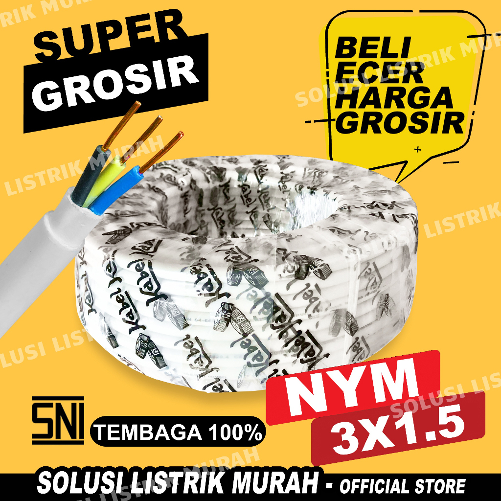 Jual Kabel Listrik NYM SNI Tembaga 3x1,5 METERAN 3x1.5 Kabel NYM Tembaga Asli Jual Per Meter ...