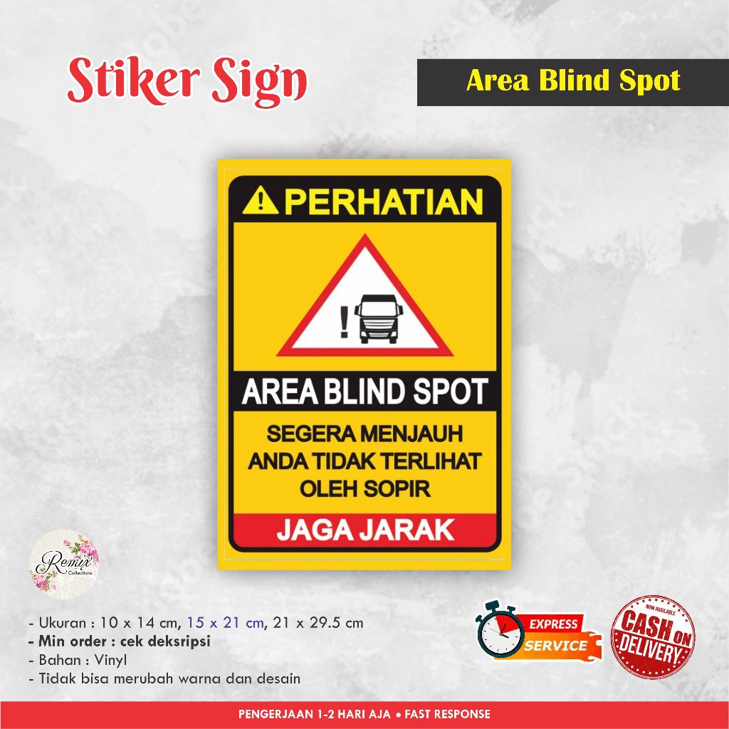 Jual STIKER SIGN AREA BLIND SPOT VINYL / STIKER PERINGATAN / SIGN LABEL ...