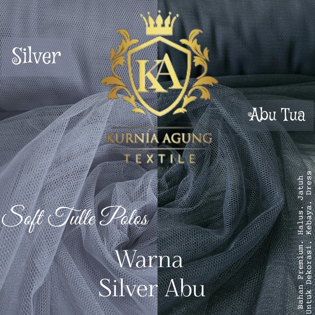 Jual Kain Soft Tile Tulle Polos Warna ABU SILVER Bahan Gaun Gamis Murah ...