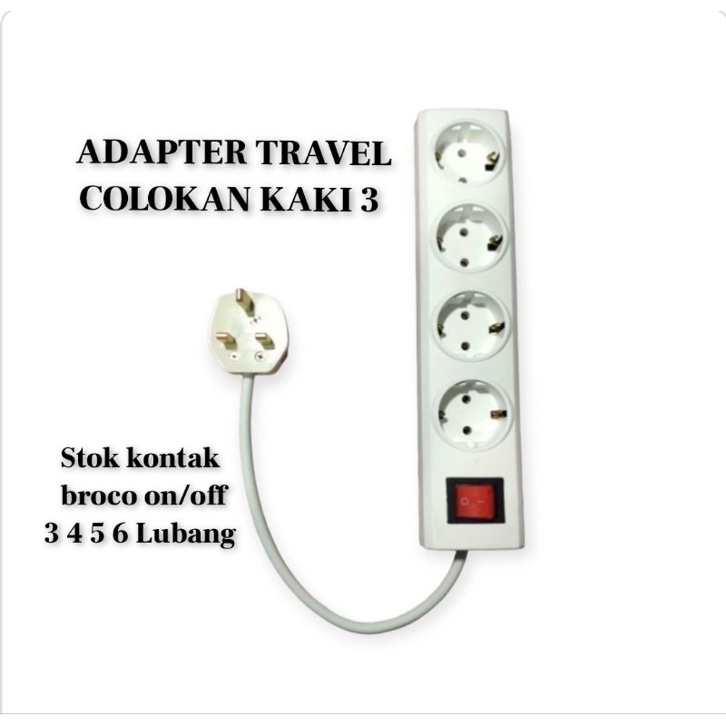 Jual Stop kontak broco 3 4 5 6 lobang Adaptor kaki 3 Travel colokan Listrik Arab Saudi Umroh ...