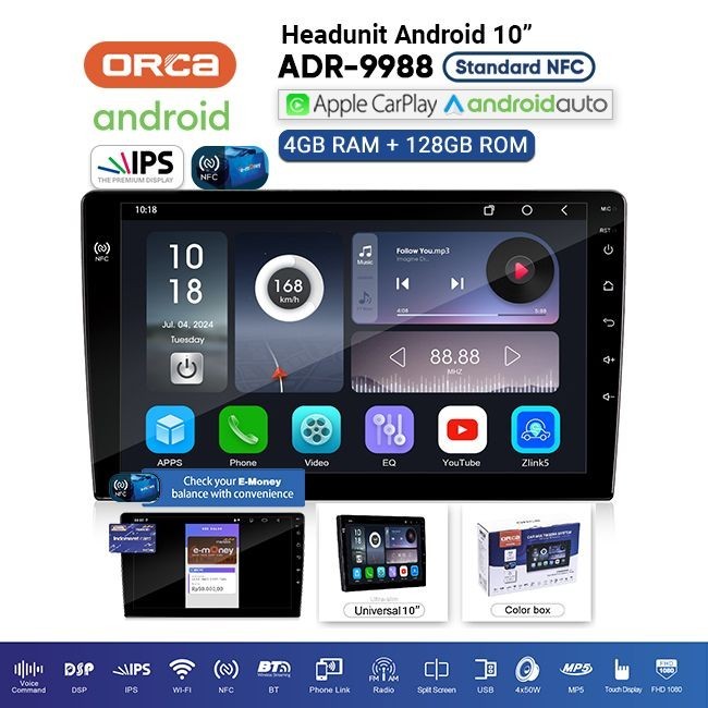 Jual Head Unit Android 10″ inch ORCA ADR-9988 NFC Standard Series (4 ...