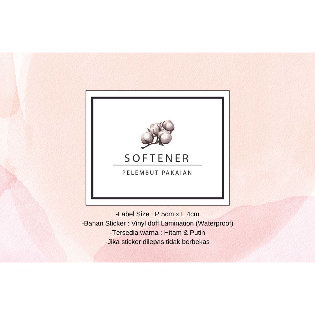 Jual Label Sticker Waterproof Softener 5cm x 4cm | Shopee Indonesia