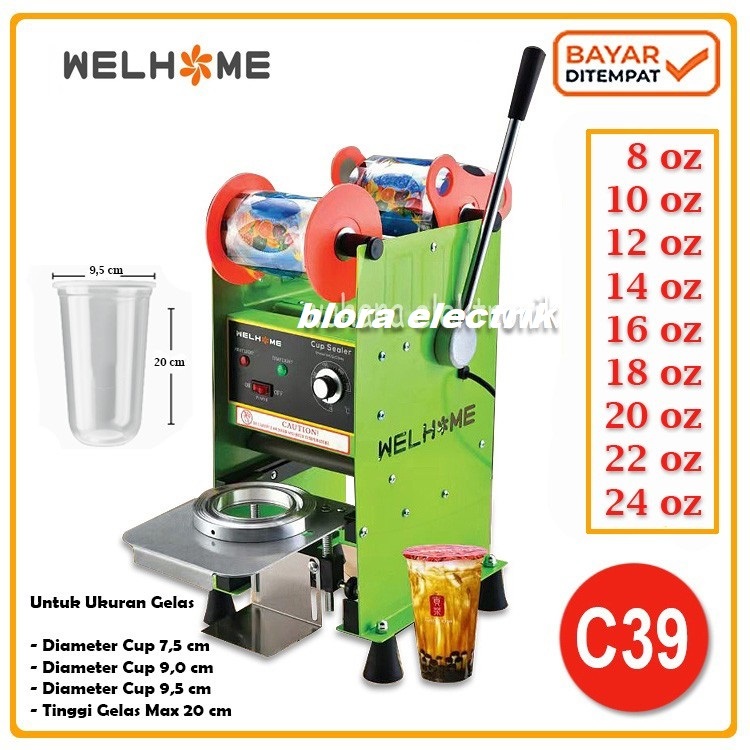 Jual WELHOME Cup Sealer Mesin Press Minuman C39 untuk Semua Ukuran Gelas - 8 oz - 24 oz | Shopee ...