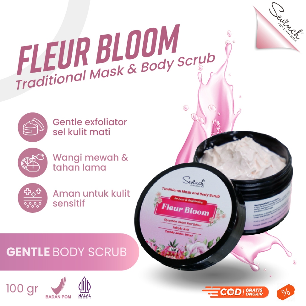 Jual [COD] SEVINCH Traditional Mask and Body Scrub Fleur Bloom - Gentle ...