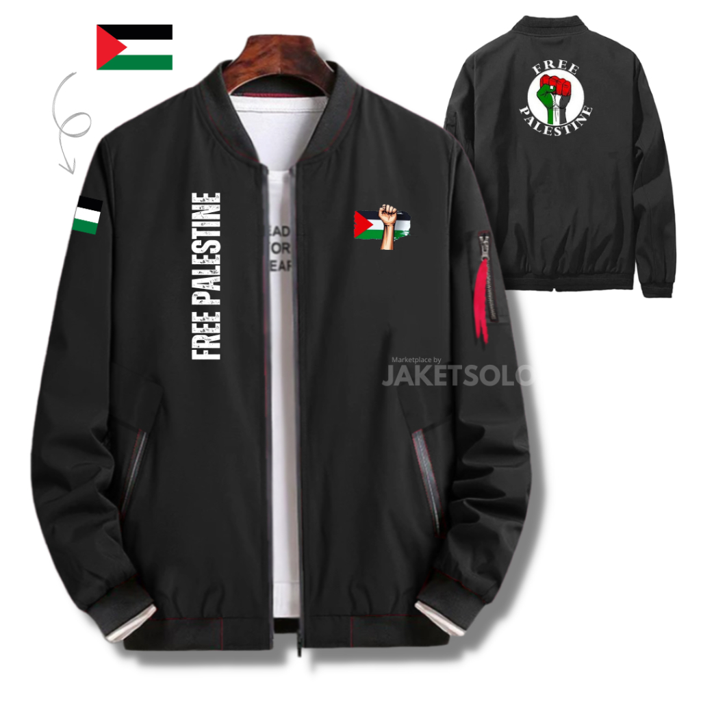 Jual JAKET FREE PALESTINE JACKET BOMBER KEREN TERBARU CUSTOM PALESTINA ...