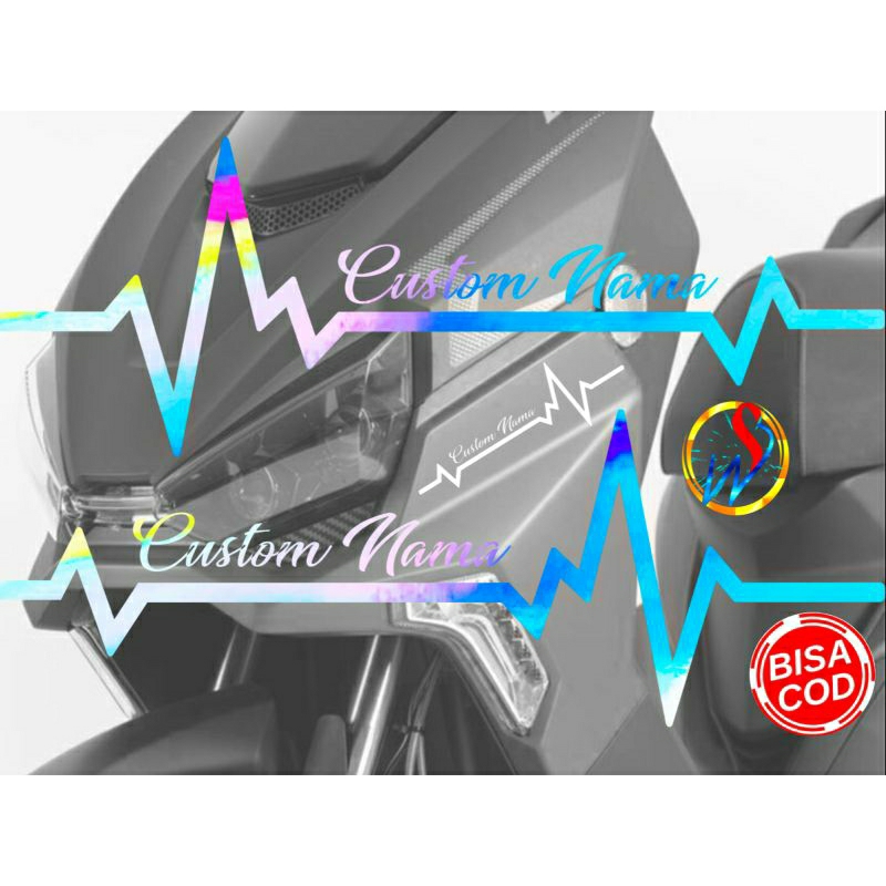Jual Sticker Viral stiker cutting Scoopy pcx Custom Nama Detak Jantung ...