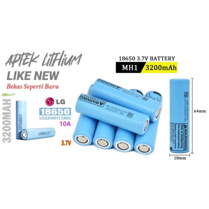 Jual LG MH1 INR 18650 3200mAh 3.6V High-Drain 10A 3C | Shopee Indonesia