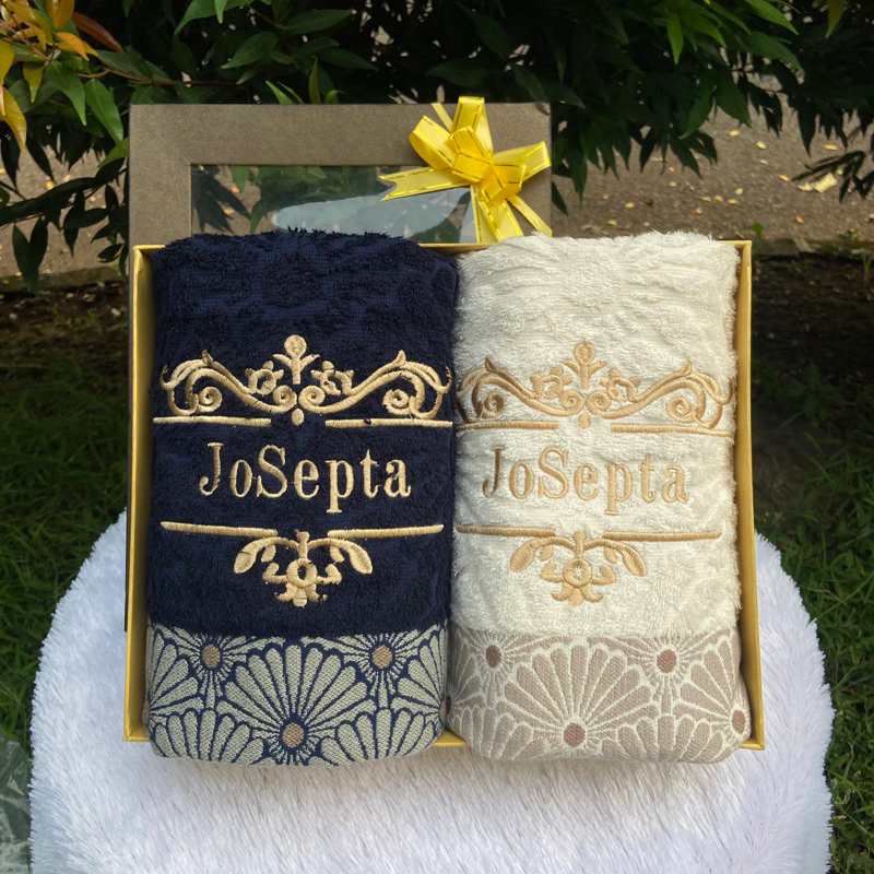 Jual Handuk Couple Wedding Design Handuk Bordir Nama Handuk seserahan ...