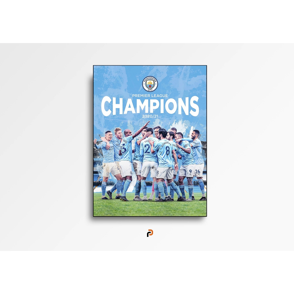 Jual Poster Sepak Bola Manchester City 3 Termasuk Frame Siap Pasang ...
