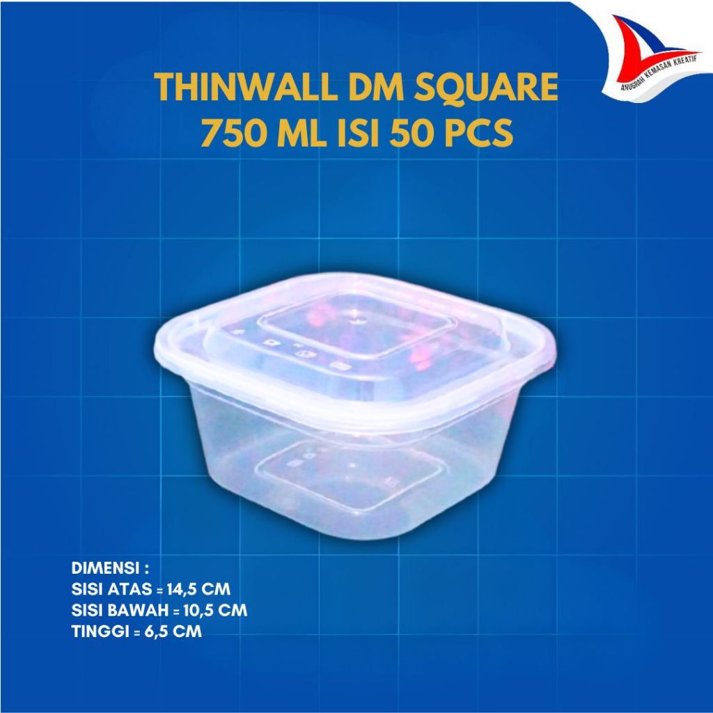 Jual Thinwall Dm Square 750 Ml / Kotak Plastik Isi 50 Pcs | Shopee ...