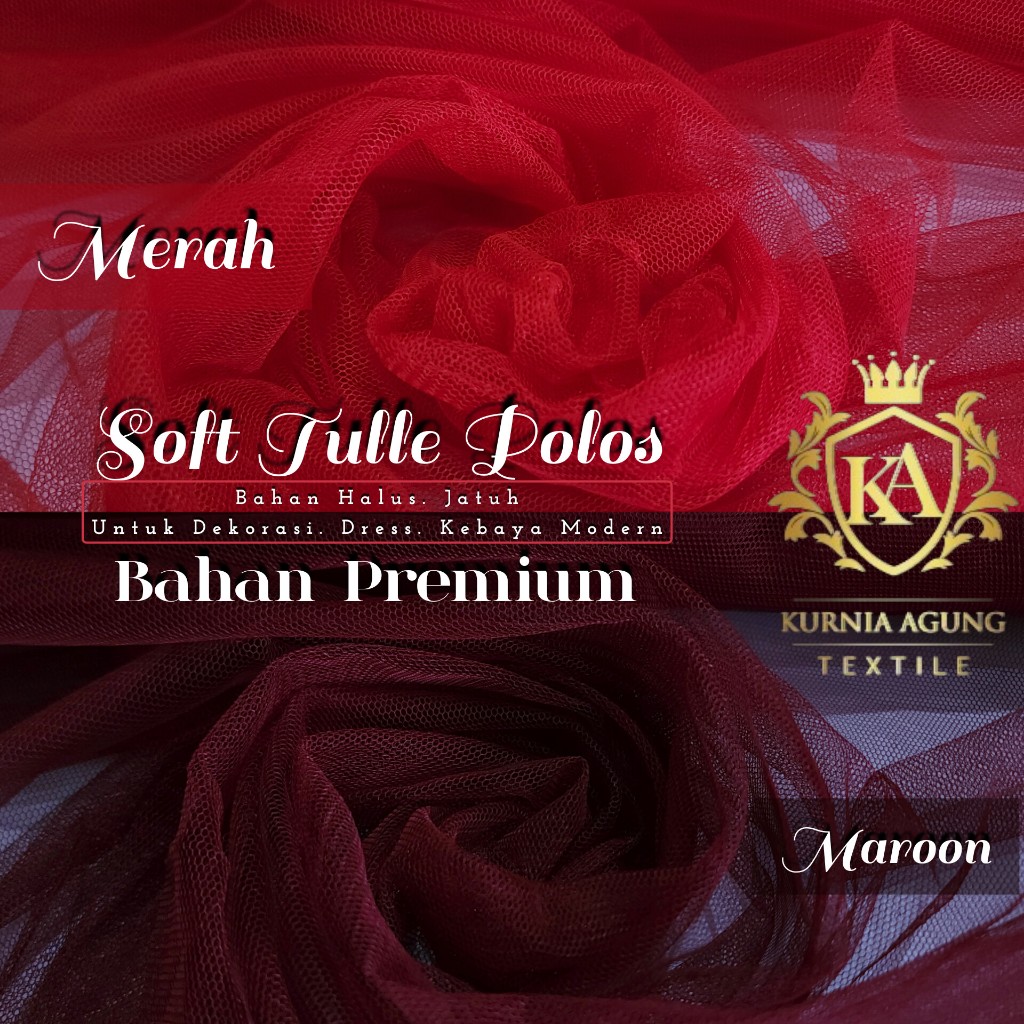 Jual Soft Tulle Tila Tile Polos Meteran dan per 0.5meter warna MERAH ...