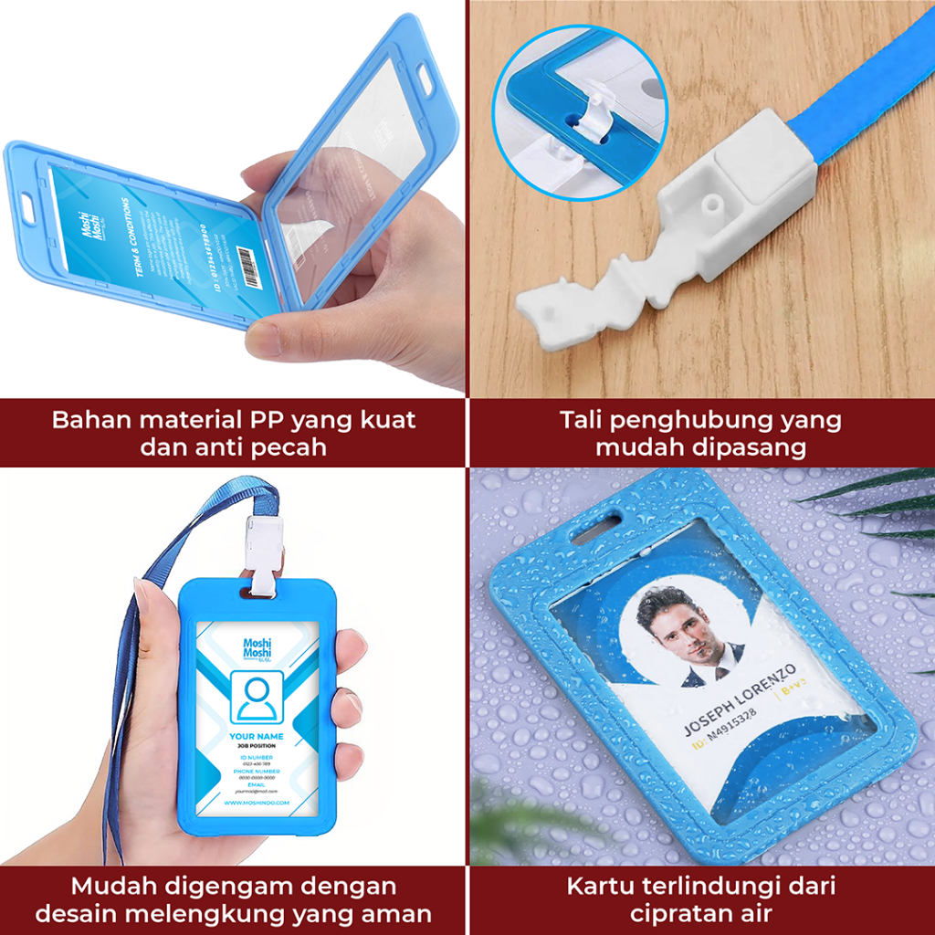 Jual ID Card Moshi Name Tag Holder Tempat Kartu Identitas Akses Tali ...