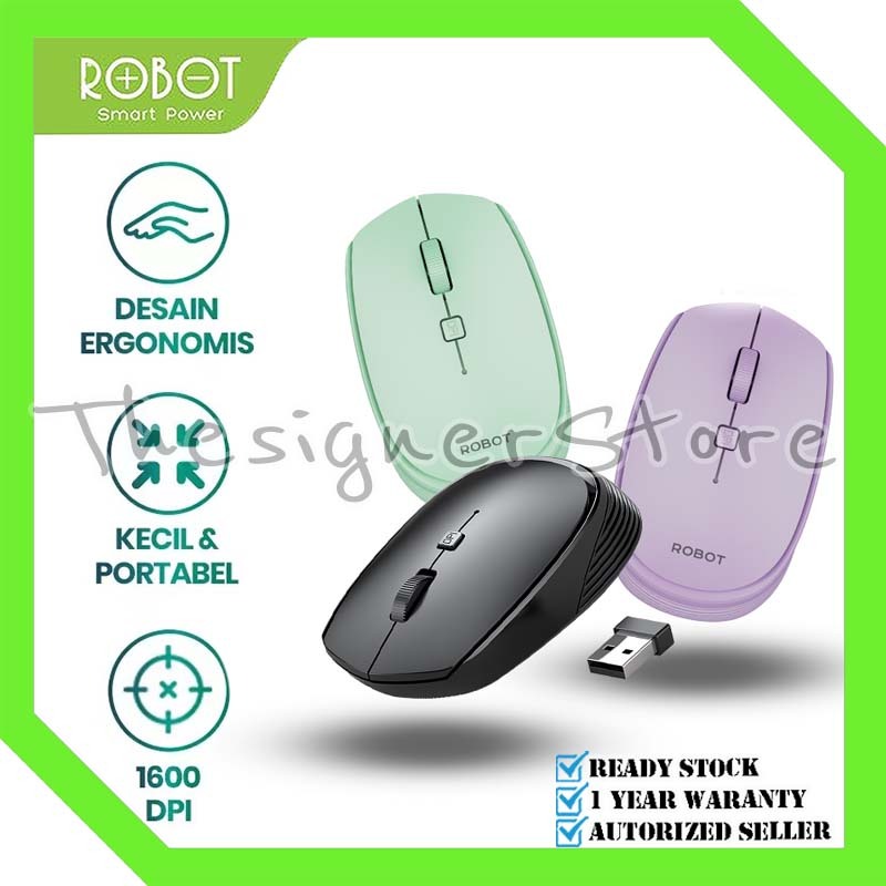 Jual Mouse Wireless ROBOT M205 Optical 2.4Ghz Power ON/OFF 1600DPI Receiver USB untuk PC Laptop ...