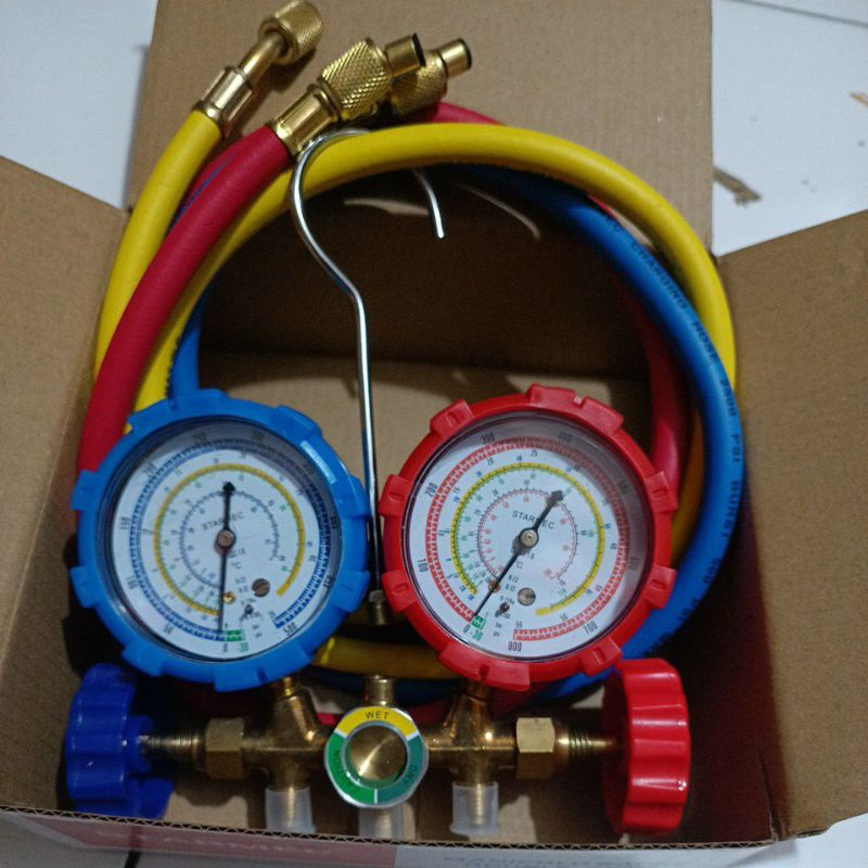 Jual MANIFOLD AC DOUBLE R22/R32 + 3 PCS SELANG R22 90CM GAGANG PLASTIK | Shopee Indonesia