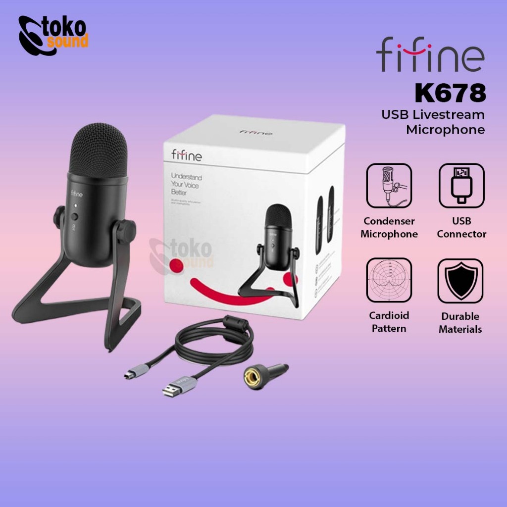 Jual FIFINE K678 STUDIO USB MIC WITH LIVE MONITORING GAIN CONTROLS | Shopee Indonesia