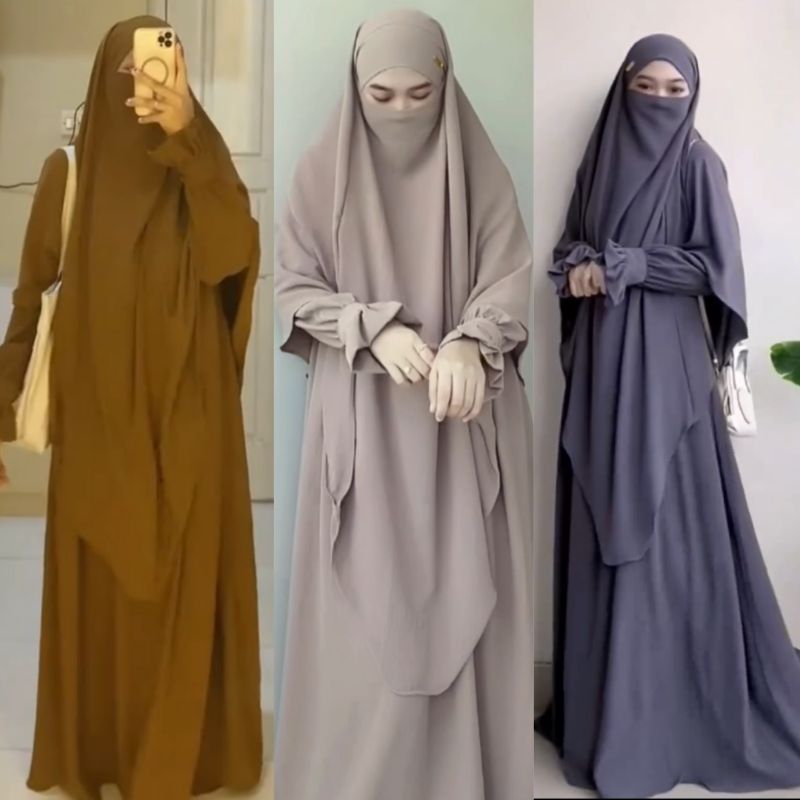 Jual (ready) SATU SET JENNAIRA LATTE, FRENCH KHIMAR + GAMIS + CADAR ...
