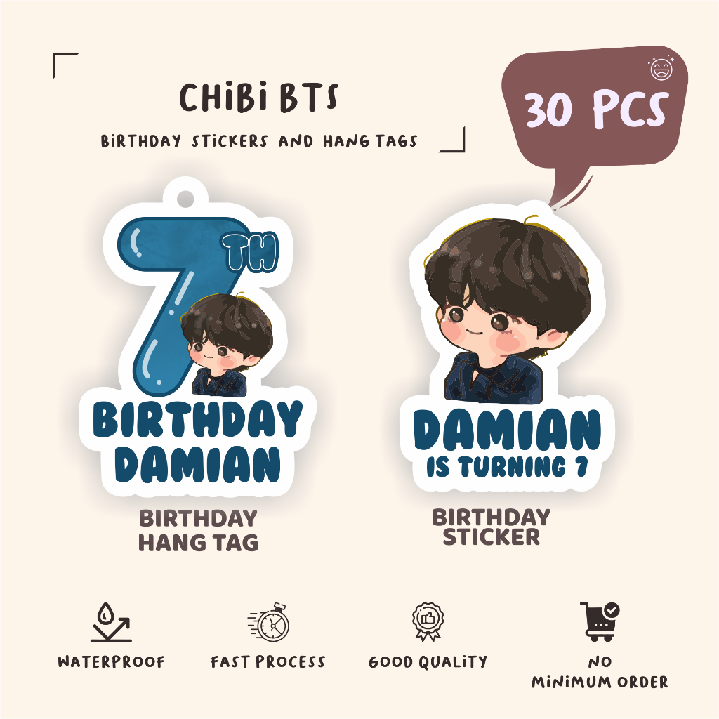 Jual (30pcs)label hang tag CHIBI BTS/label tag/lucu cetak hang tag ...