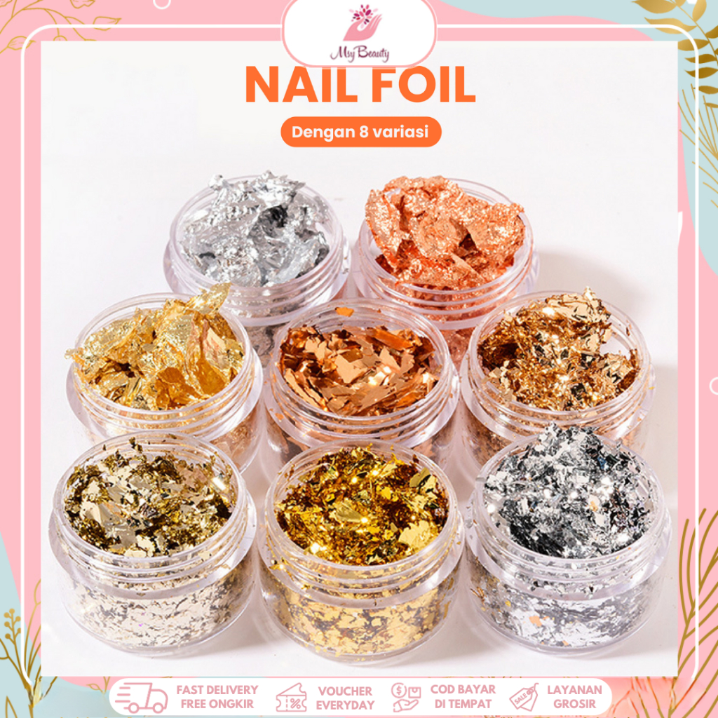 Jual MSY Stiker Nail Foils Glitter Dekorasi Pot&Kotak Nail Art 3D ...