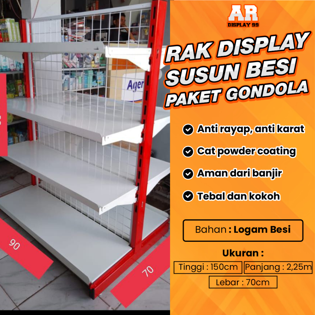 Jual Rak Display Susun Besi Paket Gondola Tinggi 150cm Serbaguna ...