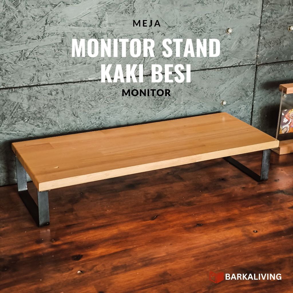 Jual Meja Monitor Stand Riser Industrial Meja Laptop Kayu Kaki Besi ...