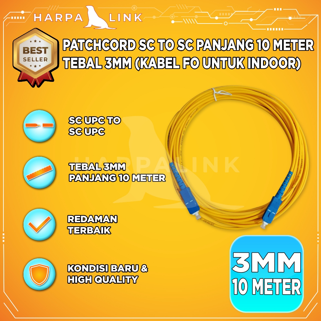 Jual Patch Cord SC UPC Kabel Fiber Optic Single Mode 10M Patchcord ...