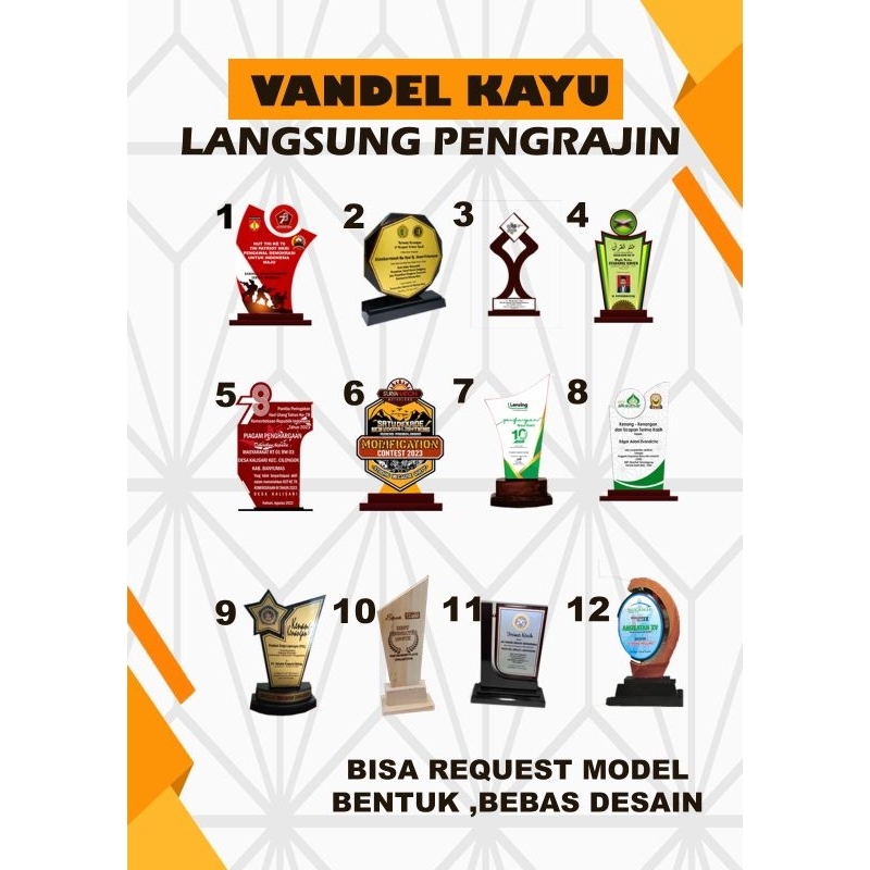 Jual vandel kayu /plakat kayu/piala kayu stiker pvc | Shopee Indonesia