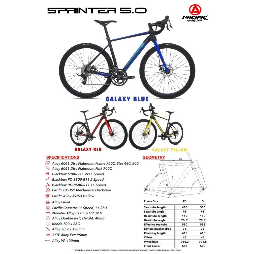 Jual PASIFIC SEPEDA ROAD BIKE SPRINTER 5.0 700C ALLOY | Shopee Indonesia