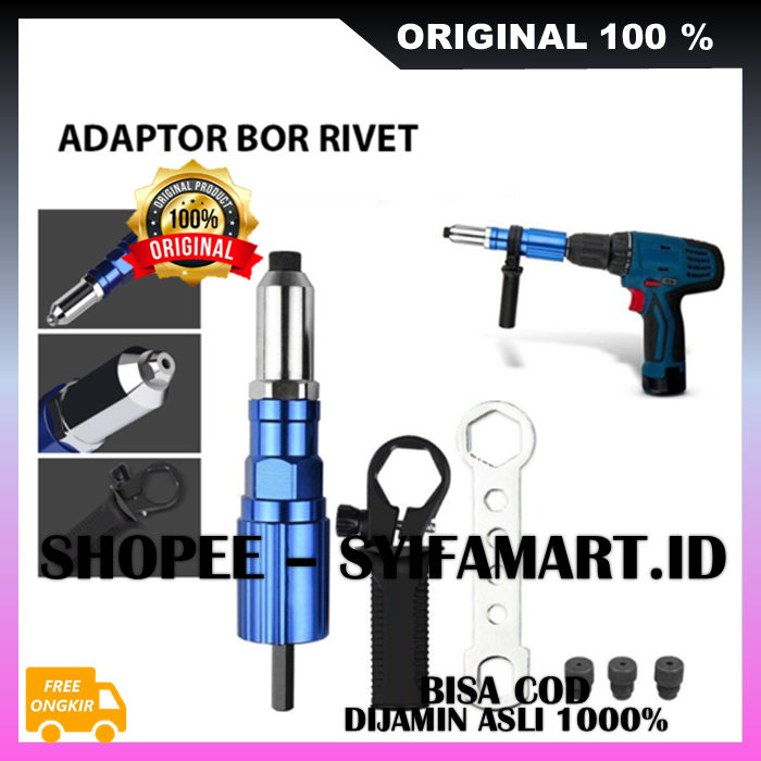 Jual Alat Tang Rivet Ripet Adaptor Bor Paku Rivet Elektrik Gun 100% ...