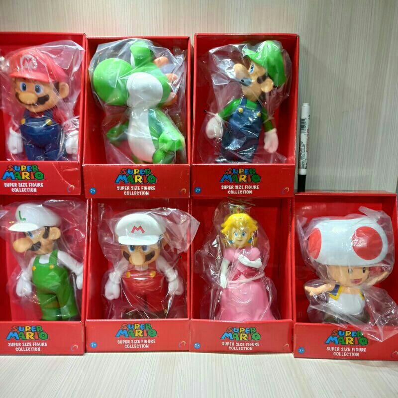 Jual mainan vinyl figuresuper mario bros luigi peach yoshifire mario ...