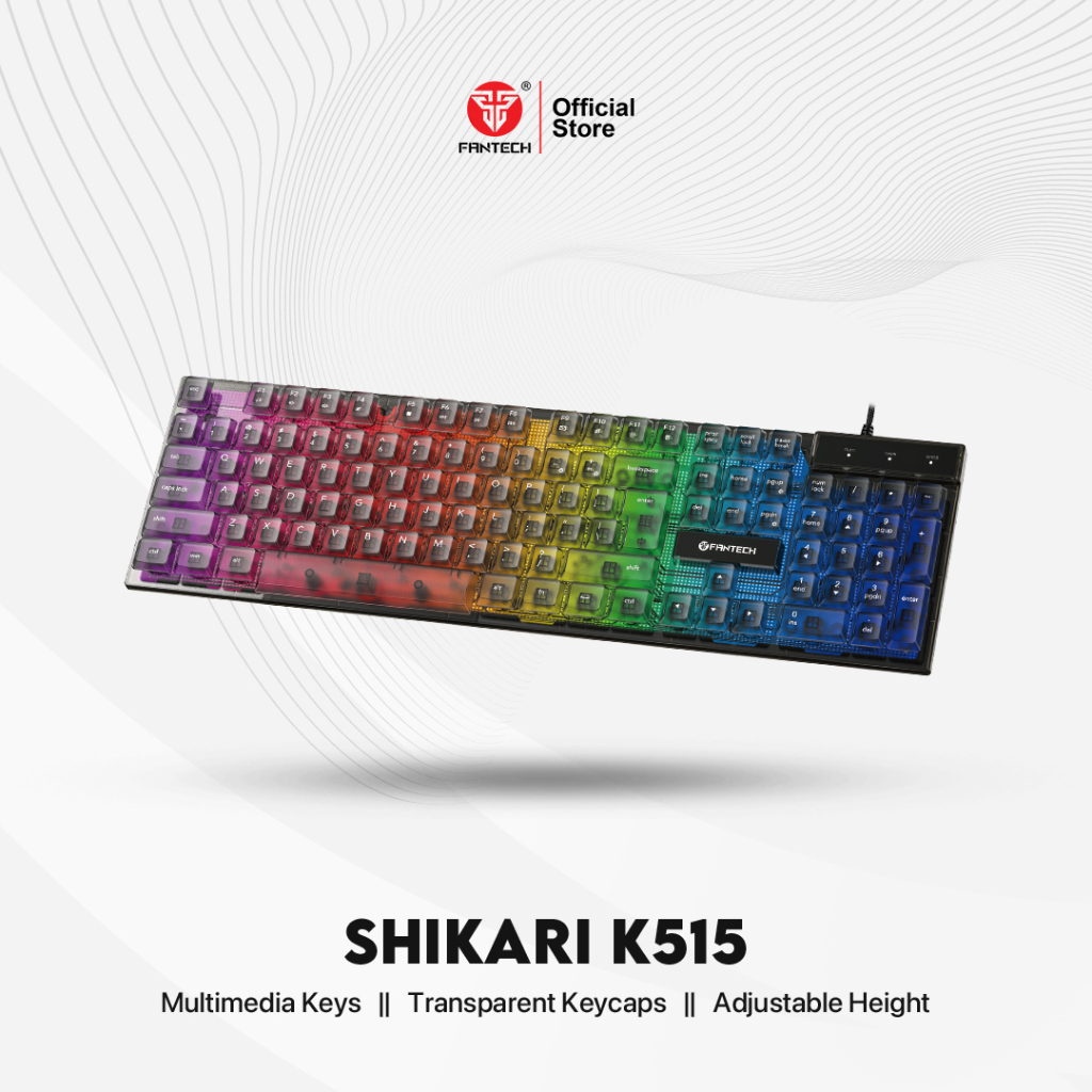 Jual Fantech SHIKARI K515 Keycaps Transparan Keyboard Gaming RGB Membrane | Shopee Indonesia