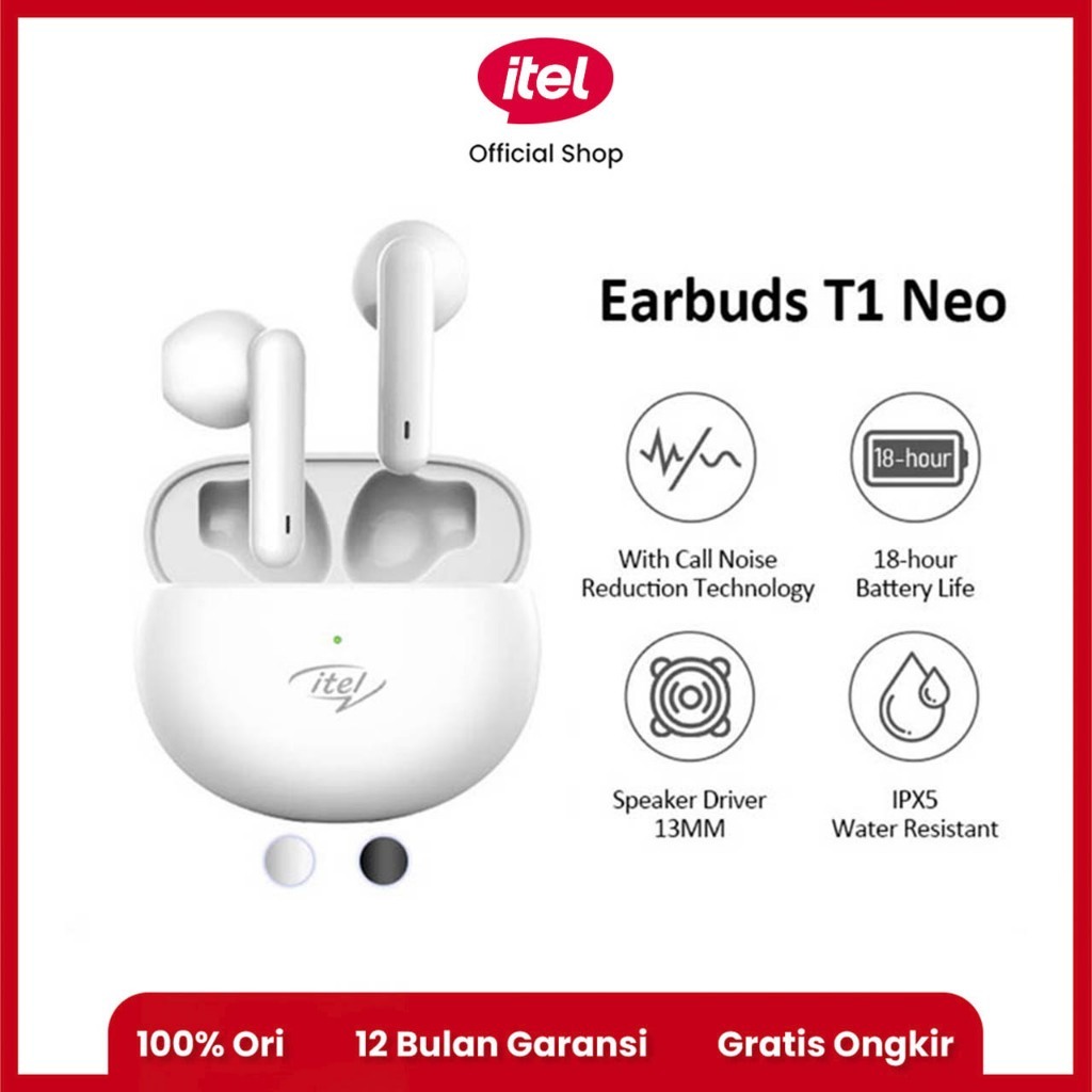 Jual itel T1 TWS Earphones Wireless Bluetooth 5.2 ENC Noise Cancelling ...