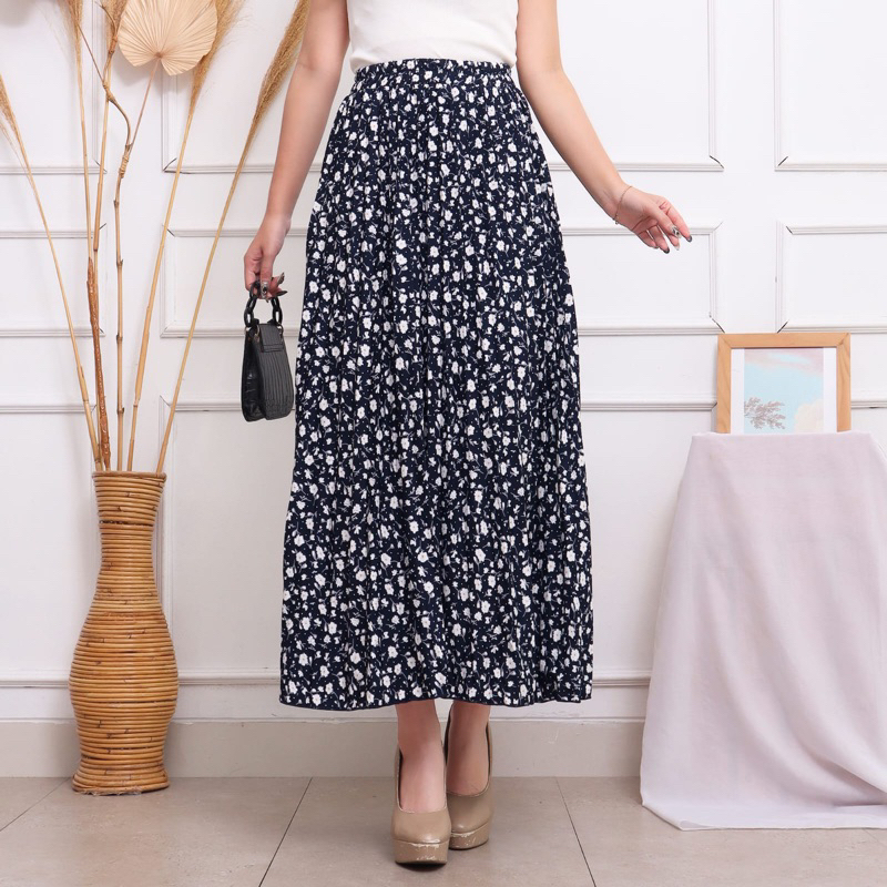 Jual ROK MOTIF BUNGA FLORAL JUMBO XXL / ROK DAILY KOREAN STYLE / LILY ...