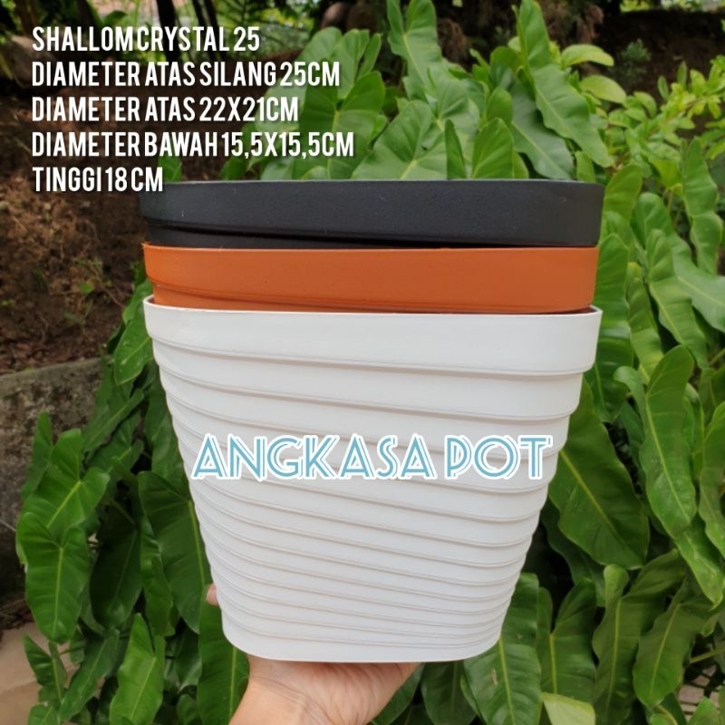 Jual SHALLOM CRYSTAL 25 Pot bunga pelastik motif garis Pot Kotak ...
