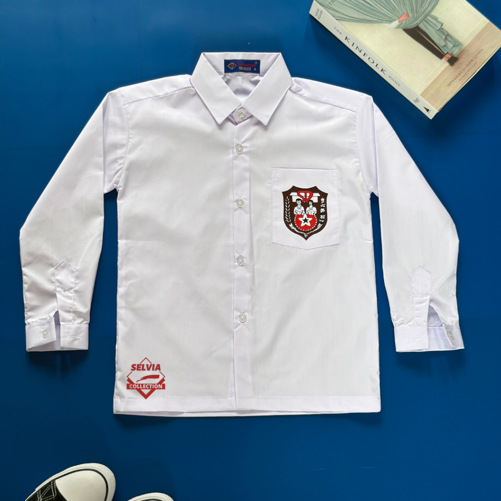 Jual Baju Seragam SD Sekolah Putih Panjang BADGE/LOGO SD Merek Seragam ...