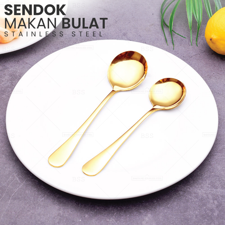 Jual NEW 3pcs Sendok Bulat Premium Makan Hotel Cafe Gold Modern Tebal ...