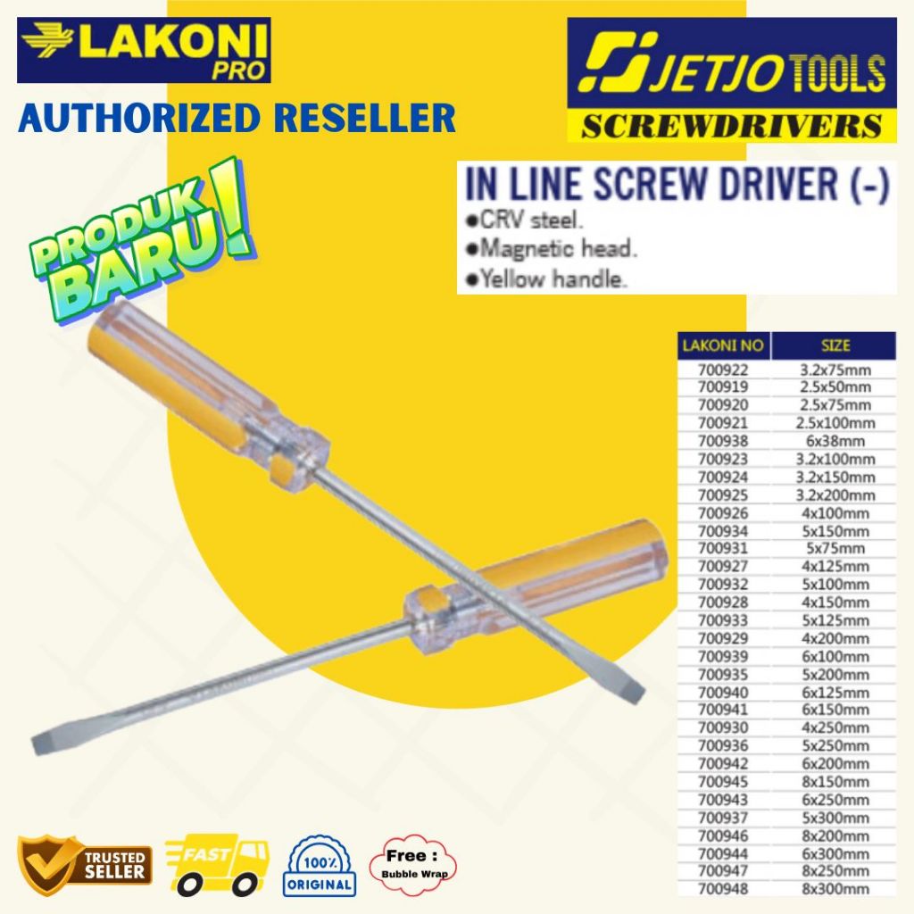 Jual JETJO TOOLS Lakoni Pro Obeng Minus (-) In-Line Screwdriver ...