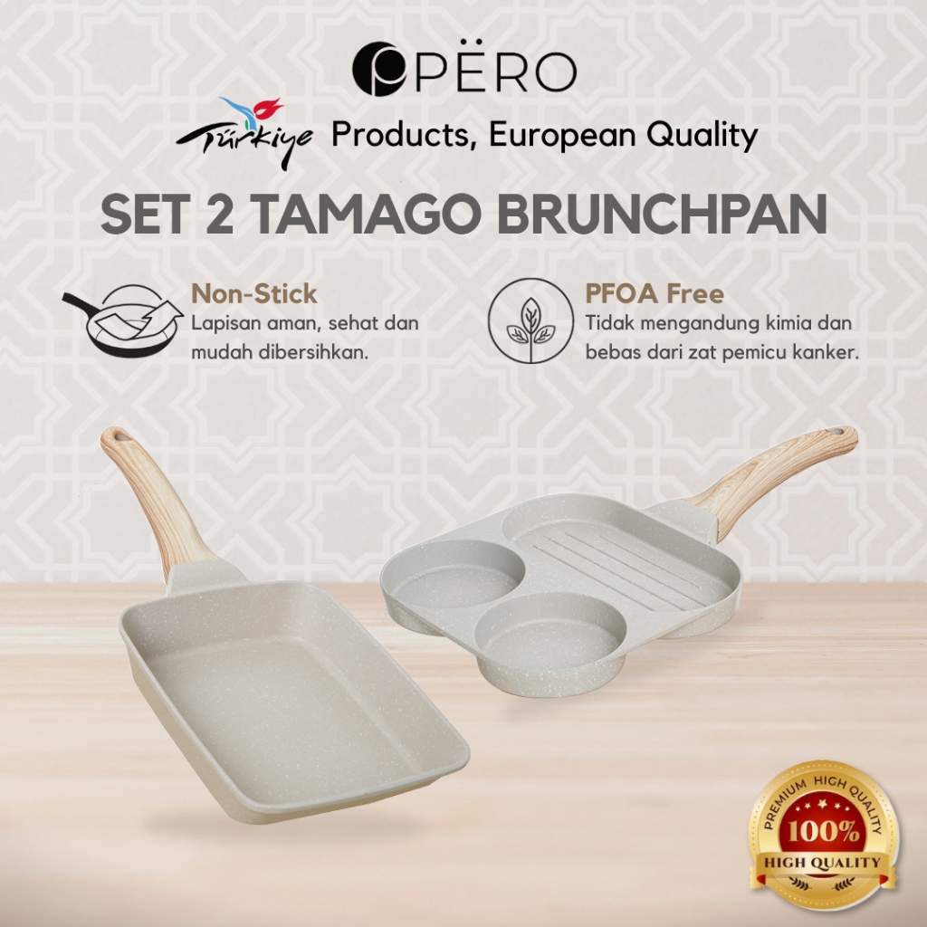 Jual [Paket Hemat!] Pero Set of 2 Tamagoyaki Pan & Brunch Pan - Creamy ...