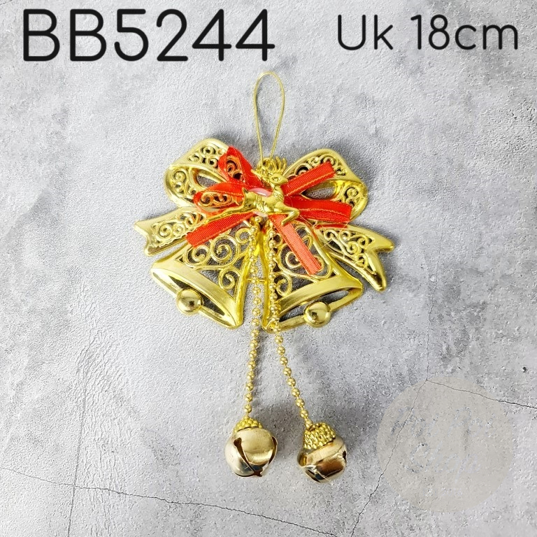 Jual Hiasan Natal Gantungan Pintu Ornamen Pohon Natal Emas Lonceng Rusa ...