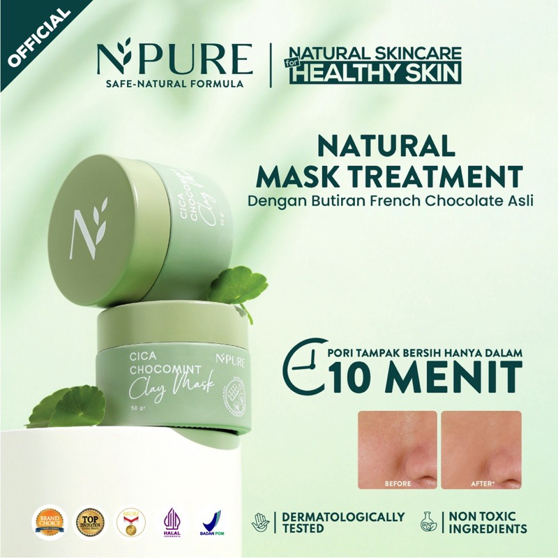 Jual Npure Cica Chocomint Clay Mask / Masker Wajah / Cica Mask | Shopee ...