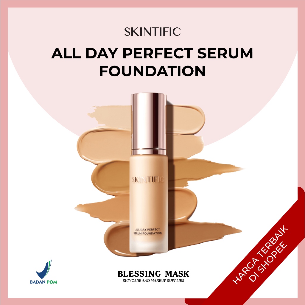 Jual SKINTIFIC All Day Perfect Serum Foundation Full Coverage 25mL | 24 ...