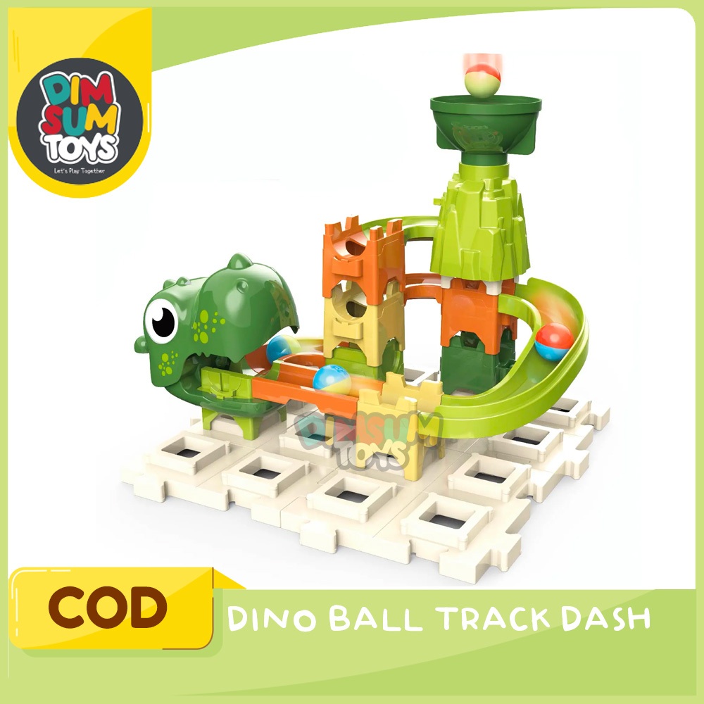 Jual Mainan Anak Dinosaur Block Ejection Ball Track Dash Toys Balok ...