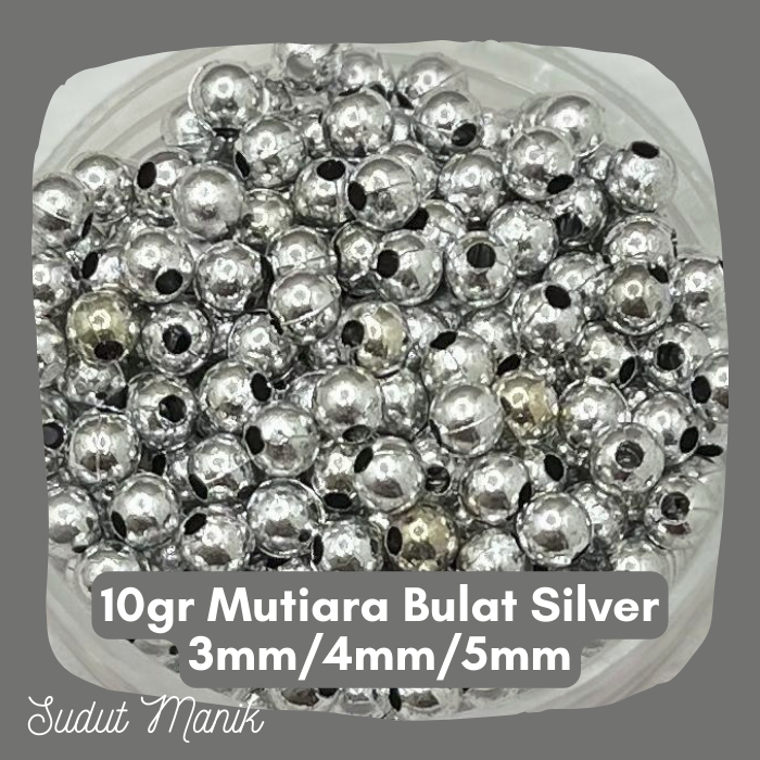Jual 10gr Mutiara Bulat Silver 3mm/4mm/5mm | Shopee Indonesia