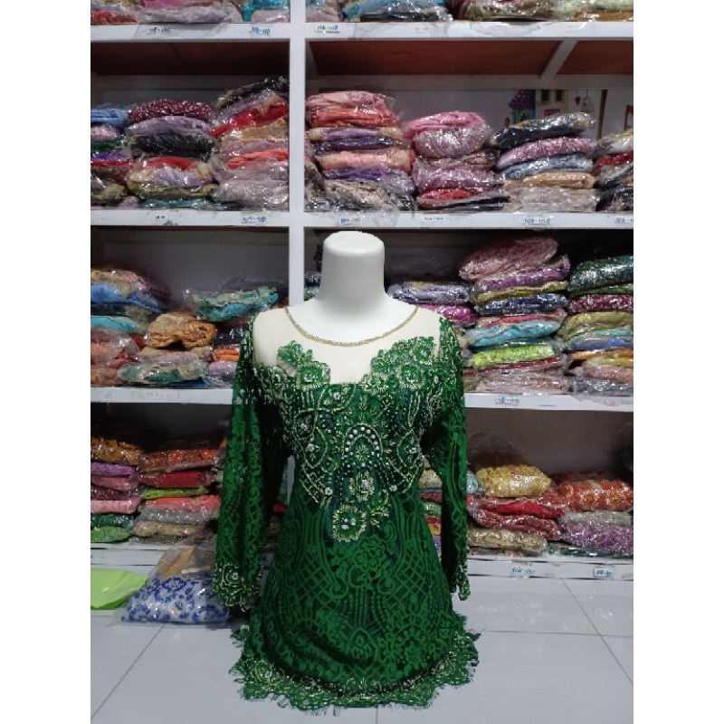 Jual ld 120 - 122 kebaya pendek ijo botol | Shopee Indonesia