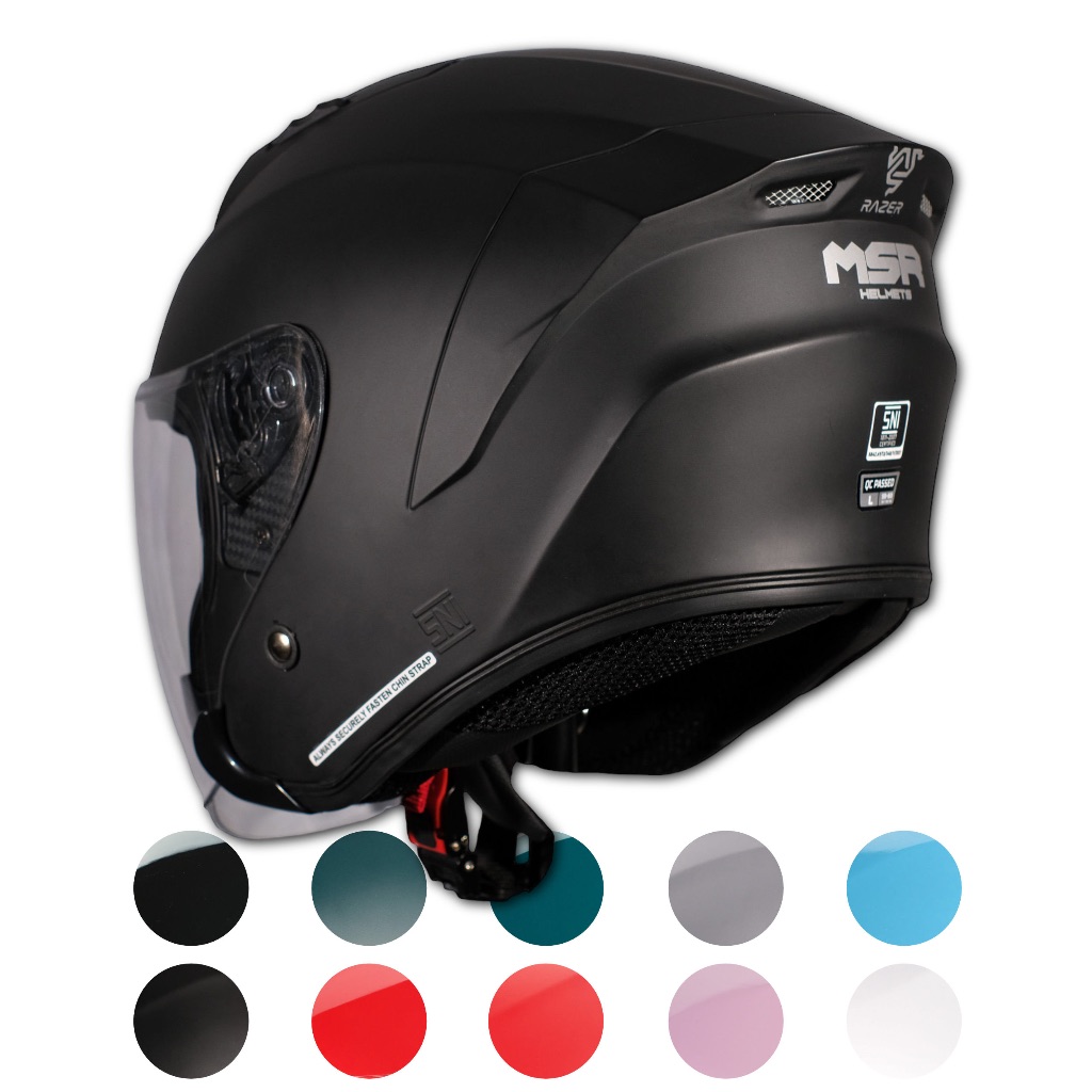 Jual Helm Dewasa Razer Polos Half Face Single Visor Standar SNI ...