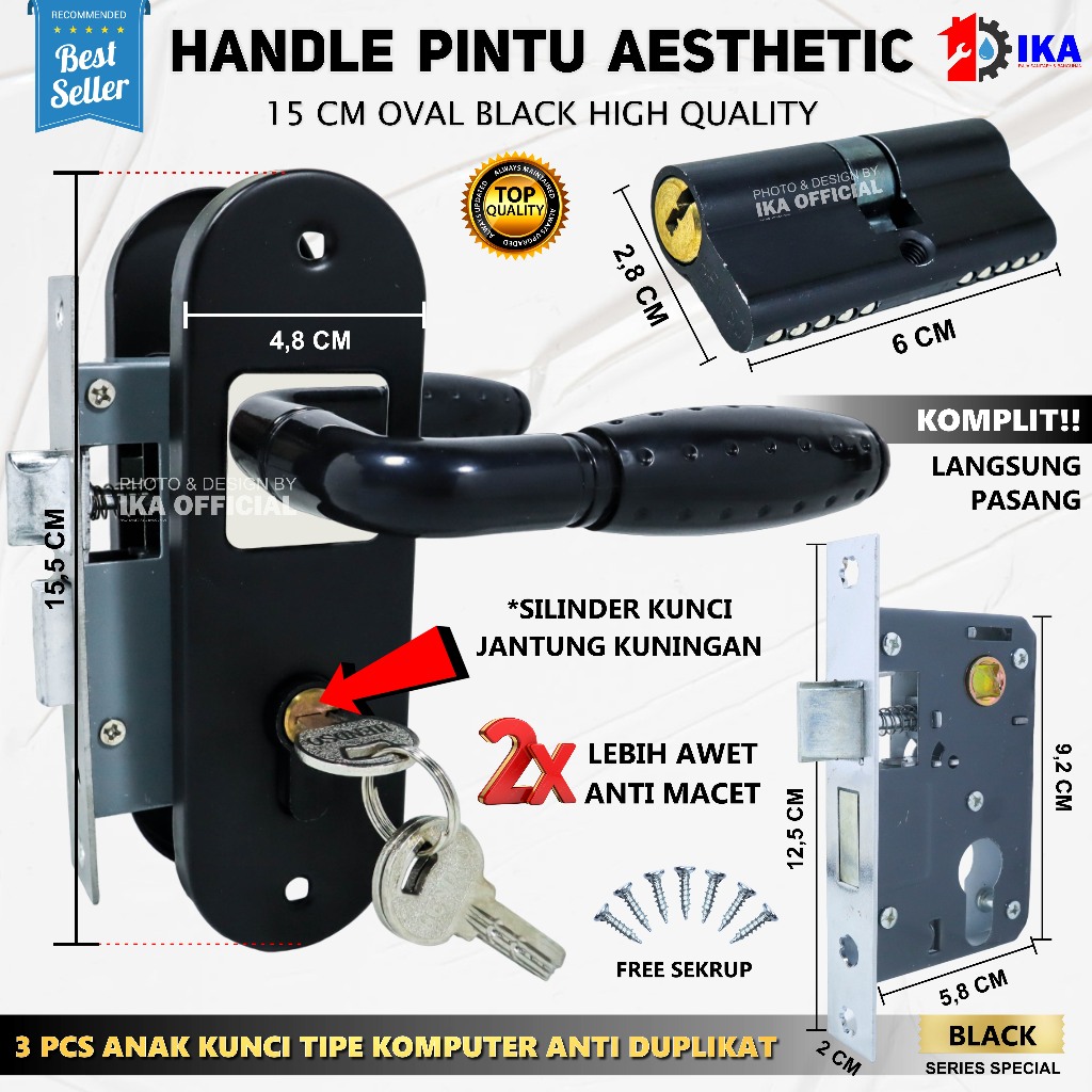 Jual Kunci Pintu kecil Plat l Gagang Rumah l Handle Full Set I Kunci ...