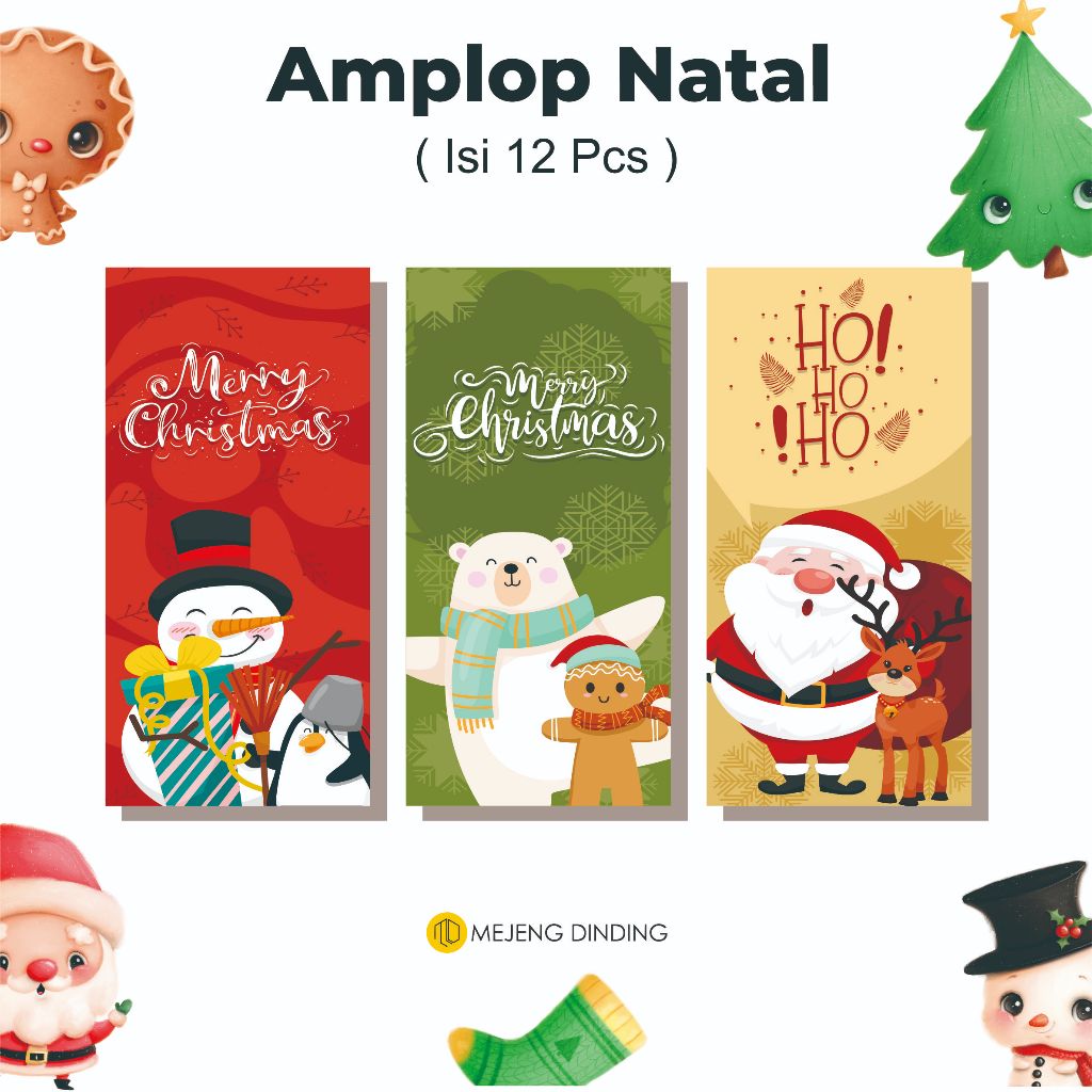 Jual (ISI 12 PCS) Amplop Natal / Amplop Natal Aesthetic / Angpao Natal ...