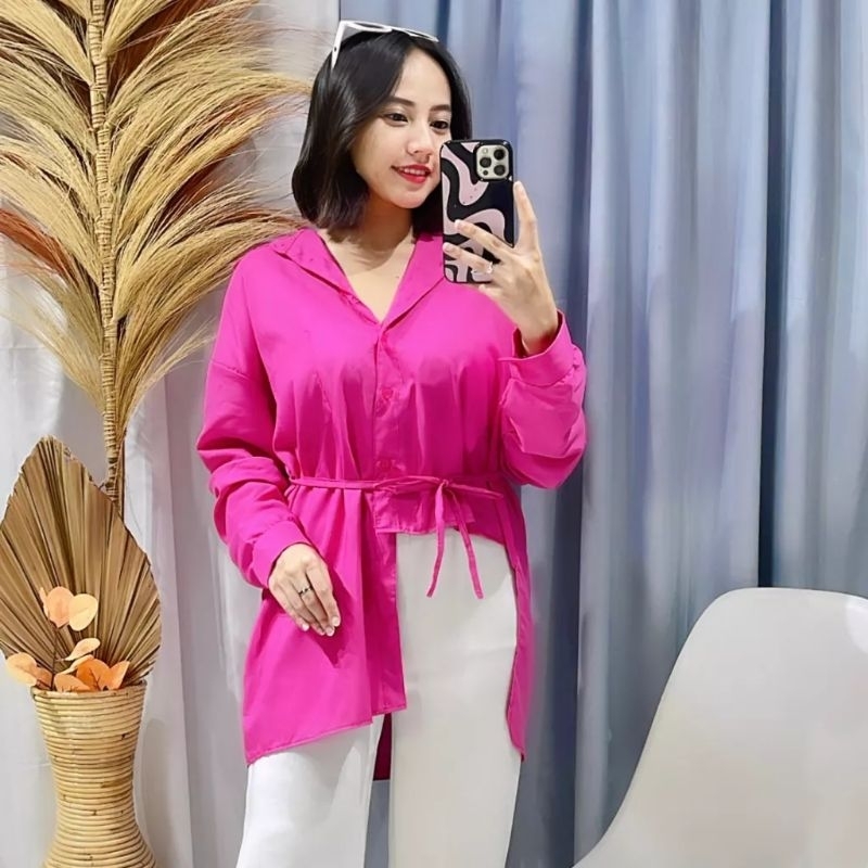 Jual Blouse wanita tali - Tami shirt - kemeja oversize linen - atasan ...