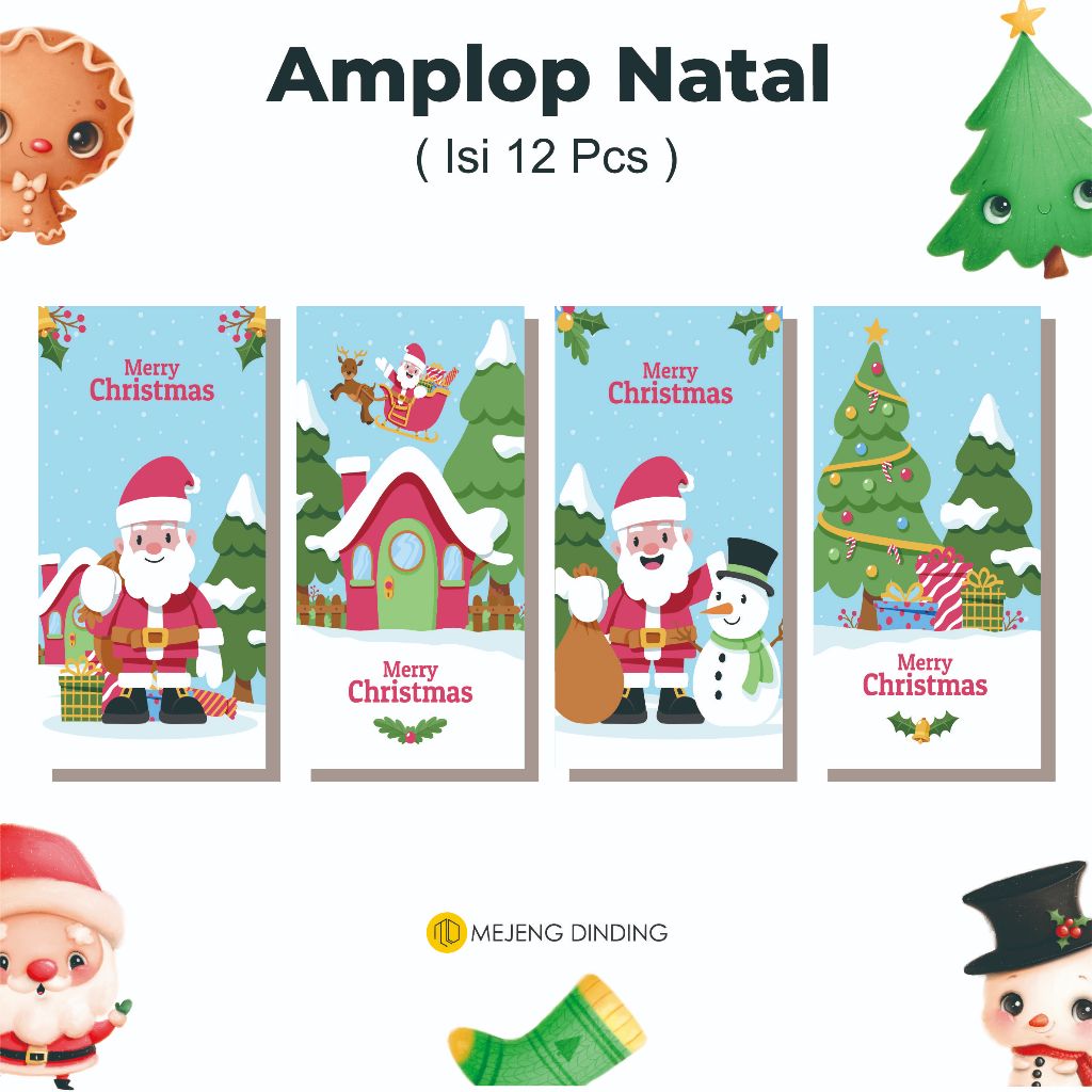 Jual (ISI 12 PCS) Amplop Natal / Amplop Natal Aesthetic / Angpao Natal ...