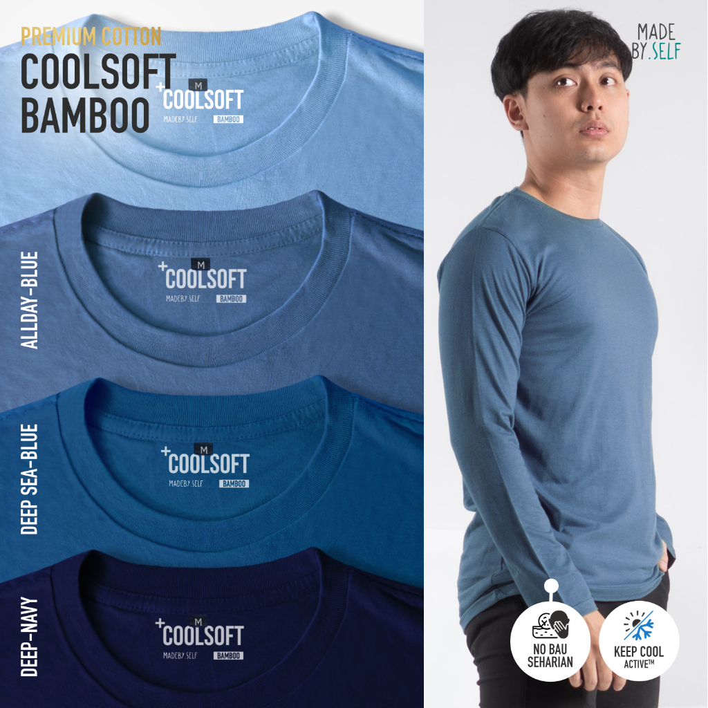 Jual Kaos Polos Panjang BAMBOO COTTON COOLSOFT Ringspun Katun Bambu ...